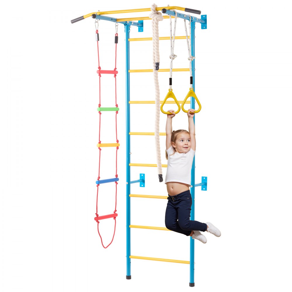 VEVOR Wall Gym for Kids 5 in 1 Steel Indoor Kids Gym for Exercise ...