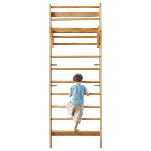 Swedish Ladder Wall Gym 10-Level Wooden Indoor Playground Climbing Toys ...