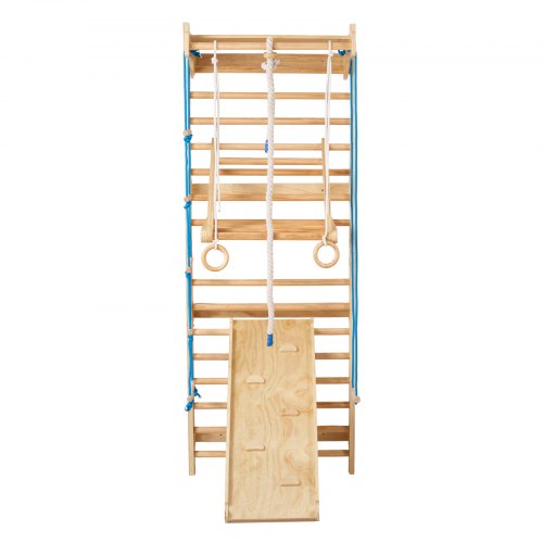 VEVOR Swedish Ladder Wall Gym, 8 in 1 Wooden Indoor Playground Climbing ...