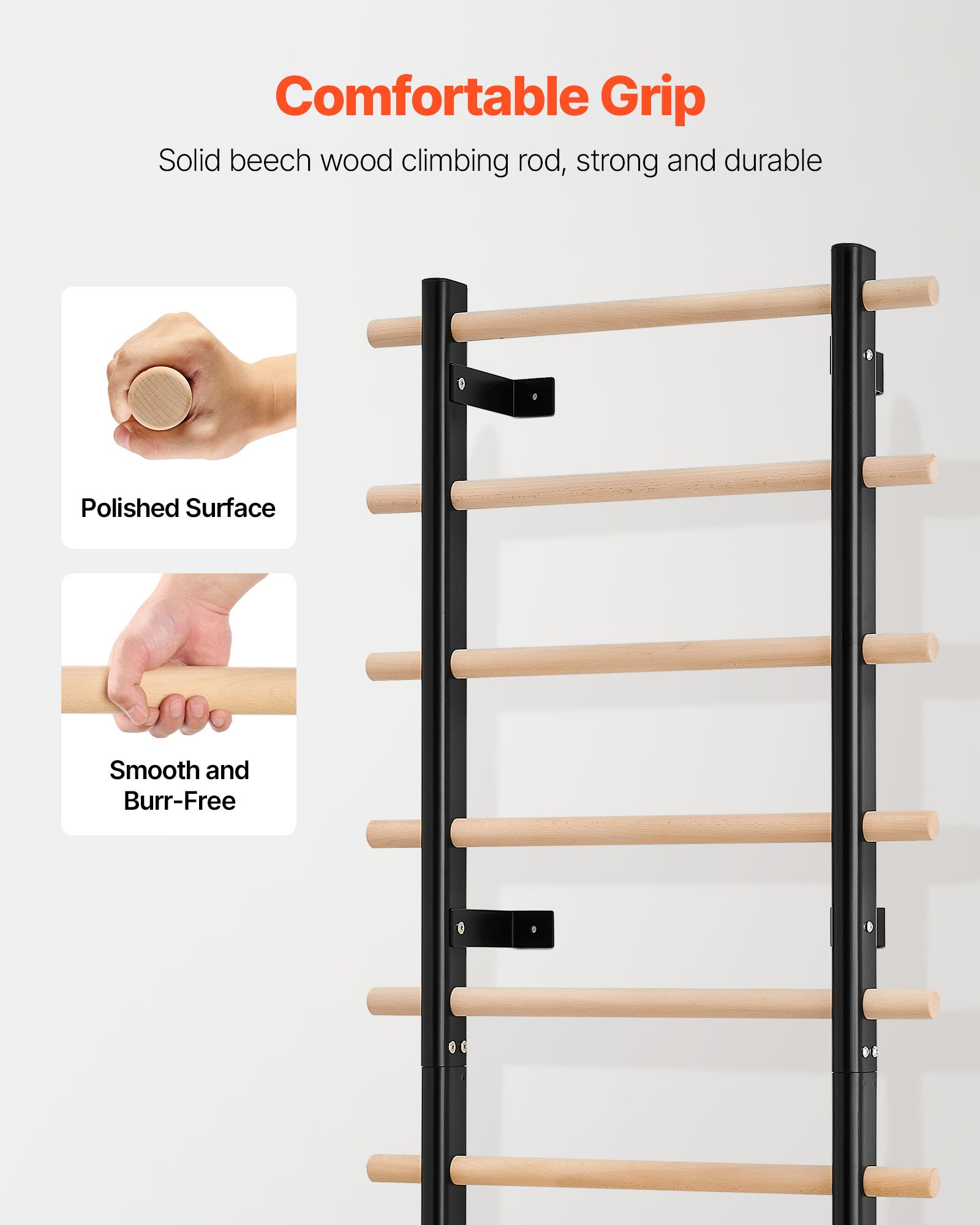 VEVOR Swedish Ladder Wall Gym, 9-Level Swedish Ladder Suspension ...