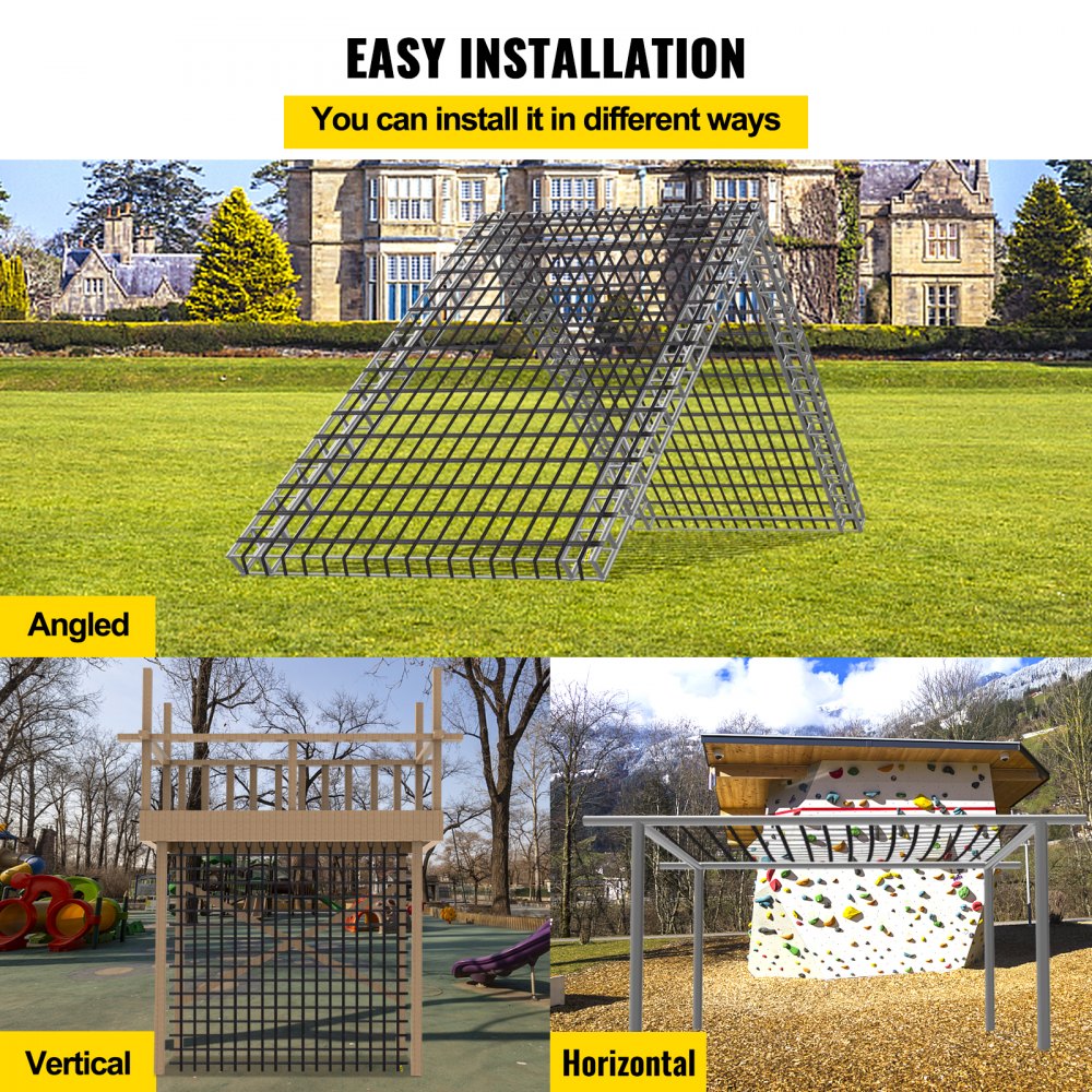 VEVOR Climbing Cargo Net, 12' x 12' Playground Climbing Net, Polyester ...