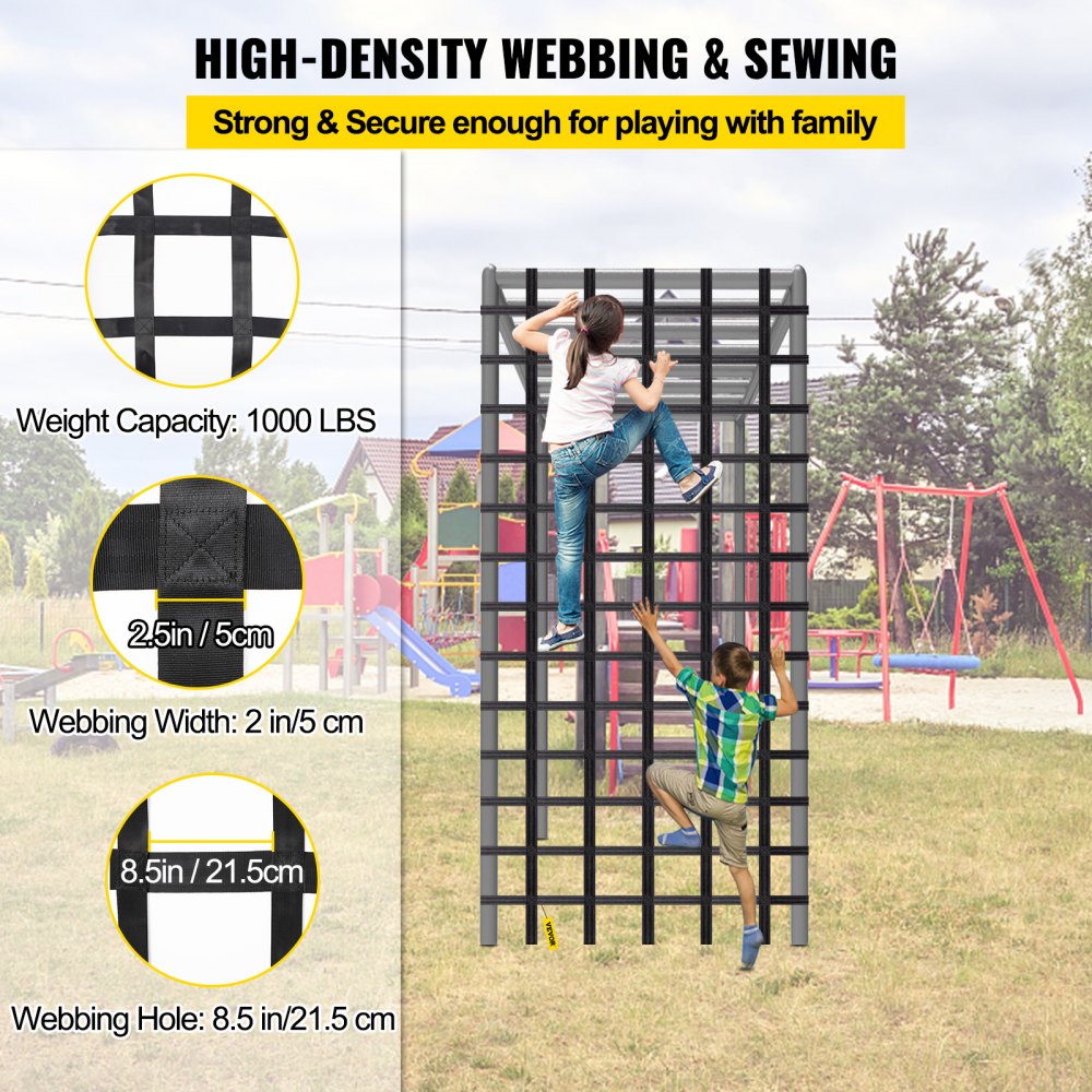 VEVOR Climbing Cargo Net, 10' x 4' Playground Climbing Net, Polyester ...