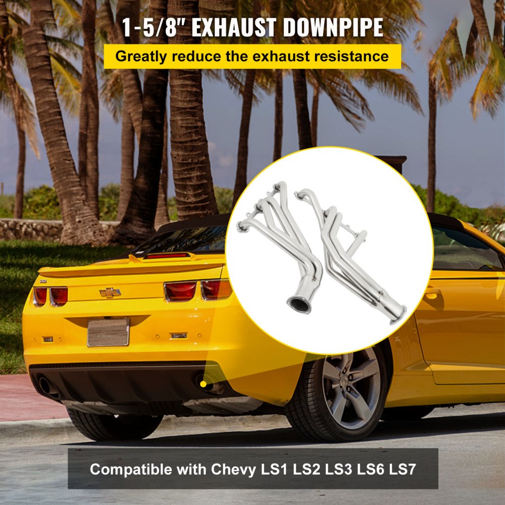 VEVOR Exhaust Header Set 1 5/8" Exhaust Turbo Headers Stainless Steel ...