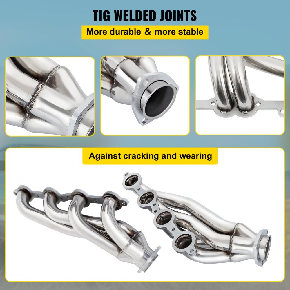 VEVOR Exhaust Header Set 1 5/8" Exhaust Turbo Headers Stainless Steel ...