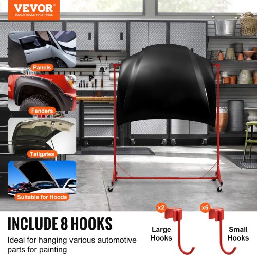 Newly Upgraded！VEVOR Painting Rack Adjustable Paint Hanger 8 Hooks Auto ...