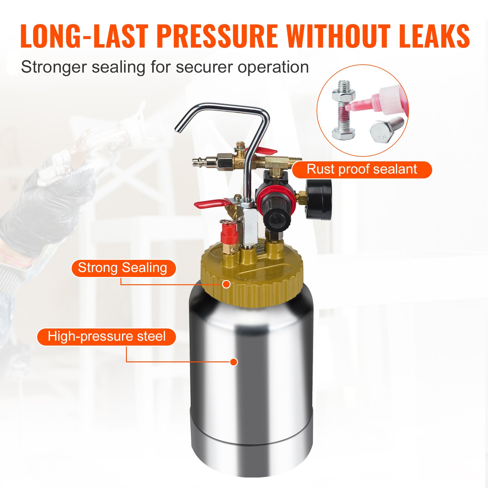 VEVOR Spray Paint Pressure Pot Tank, 2L/0,5gal Lättvikts Luftfärgstryck ...