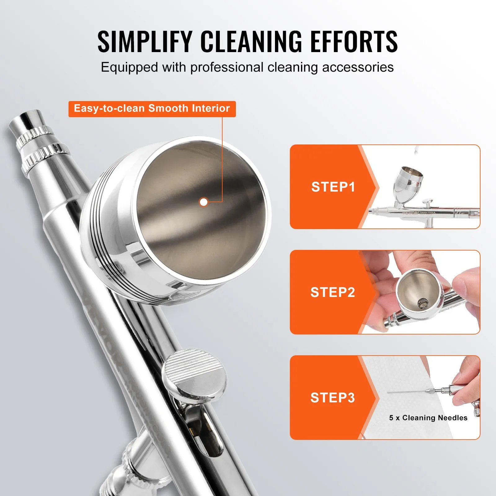VEVOR Airbrush Gun, Dual Action Gravity Feed with 0.3 mm and 0.5 mm ...