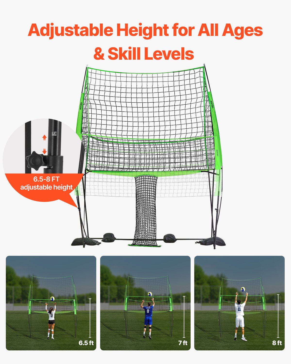 VEVOR Adjustable Volleyball Net — Rust-Resistant Frame