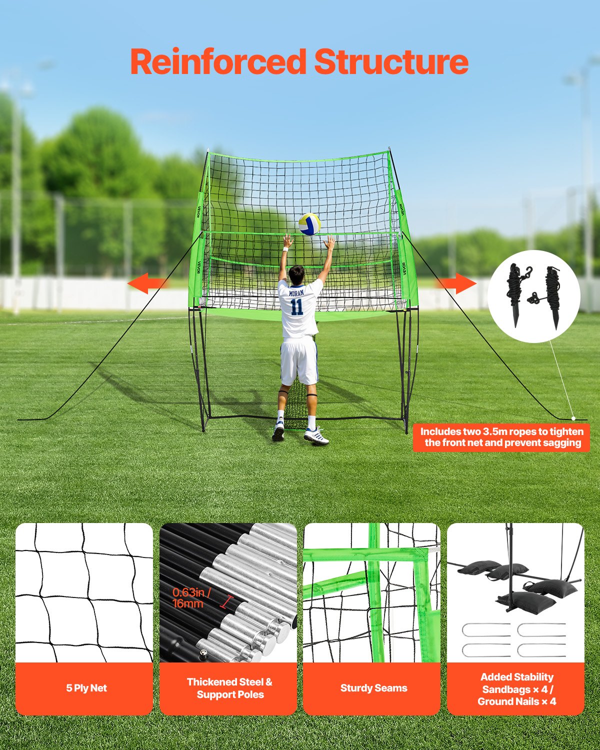 VEVOR Adjustable Volleyball Net — Rust-Resistant Frame