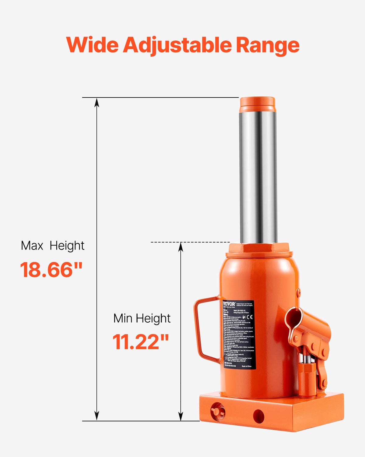 VEVOR Hydraulic Bottle Jack, 30 Ton/66138 lbs Welded Bottle Jack with ...