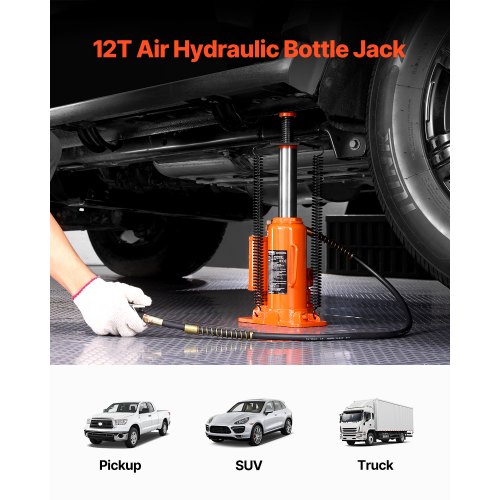 Air Hydraulic Bottle Jack 12 Ton Manual Hand Pump Automotive Car Repair ...