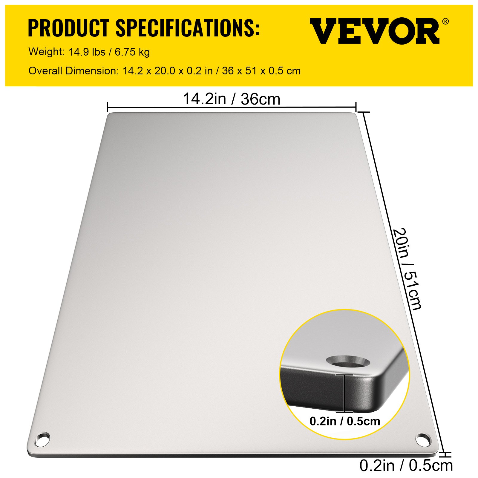 VEVOR Steel Pizza Stone for Oven, Steel Pizza Plate, A36 Steel Baking ...