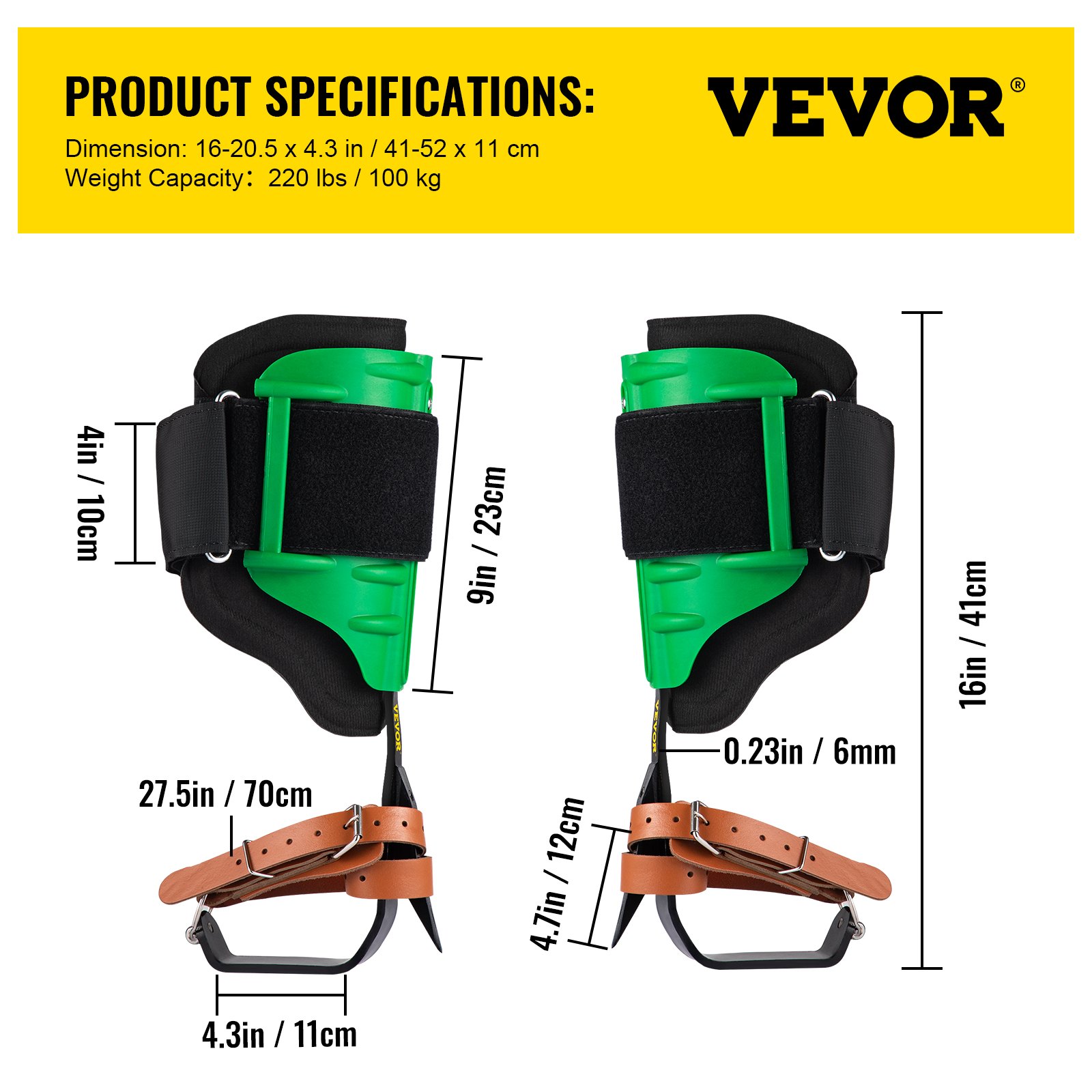 VEVOR Tree Climbing Spike Set Pole Climbing Spurs Steel Adjustable ...