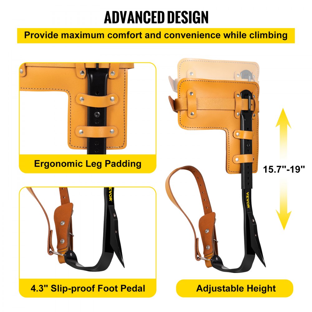 VEVOR Tree Climbing Spike Set Pole Climbing Spurs Steel Adjustable ...
