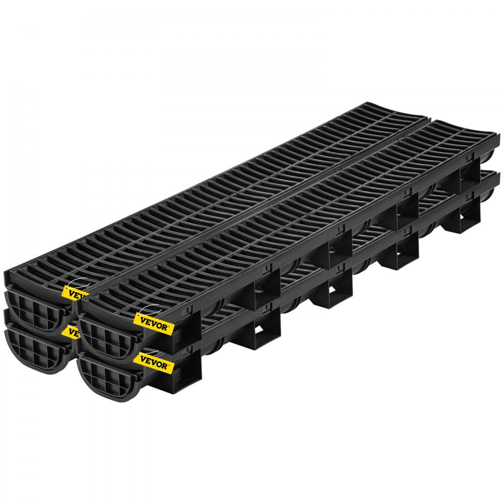 VEVOR Trench Drain System, Channel Drain with Plastic Grate, 5.7x3.1 ...