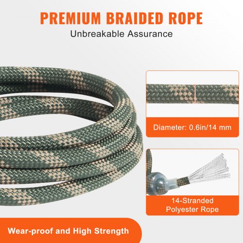 VEVOR Tree Stand Safety Rope, 9 ft/27.43M Treestand Lifeline Rope 30KN ...
