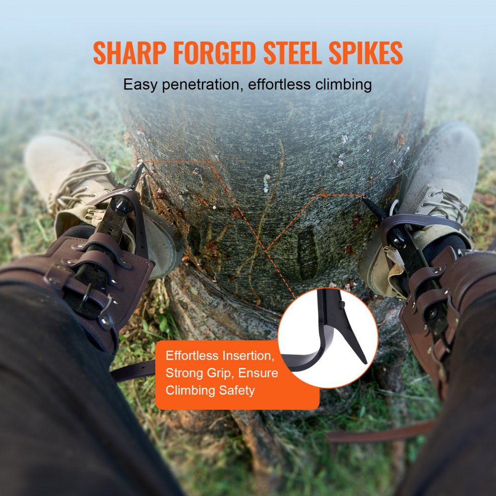 VEVOR Tree Climbing Spikes, 1 Pair Alloy Steel Climbing Spurs, 350lbs ...
