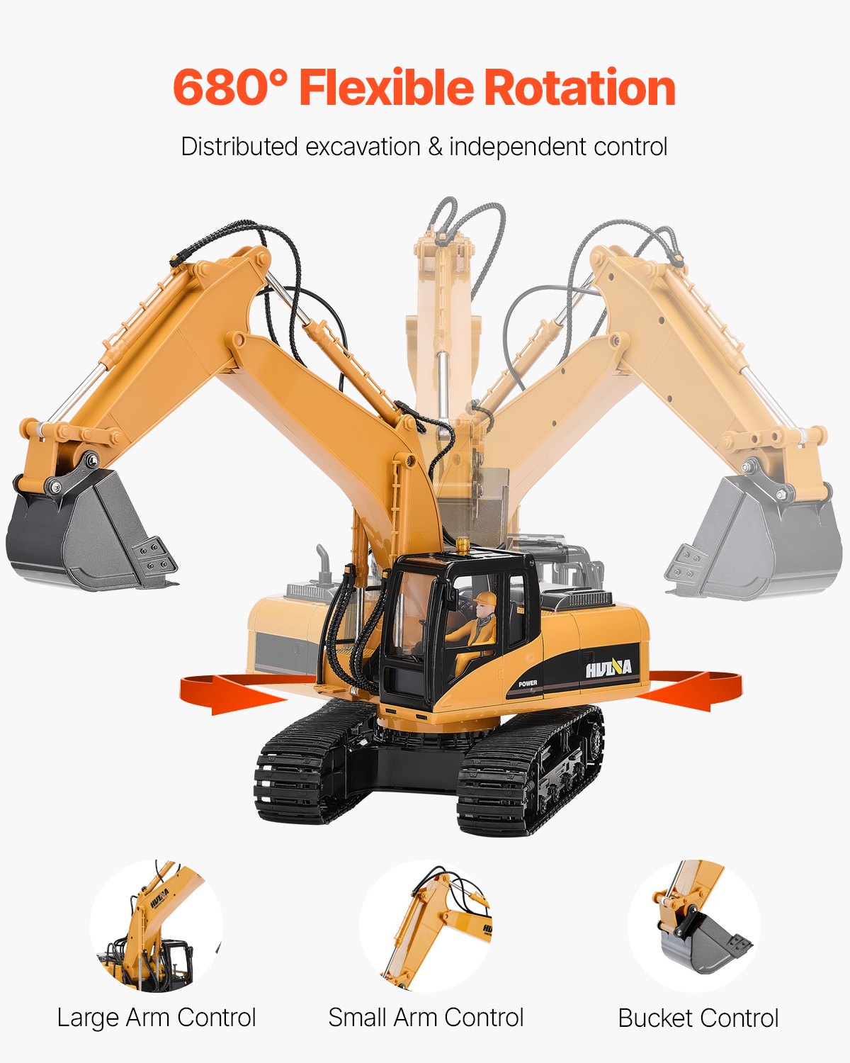 VEVOR Remote Control Excavator Toy, 15 Channel, 3 in 1 Remote Control ...