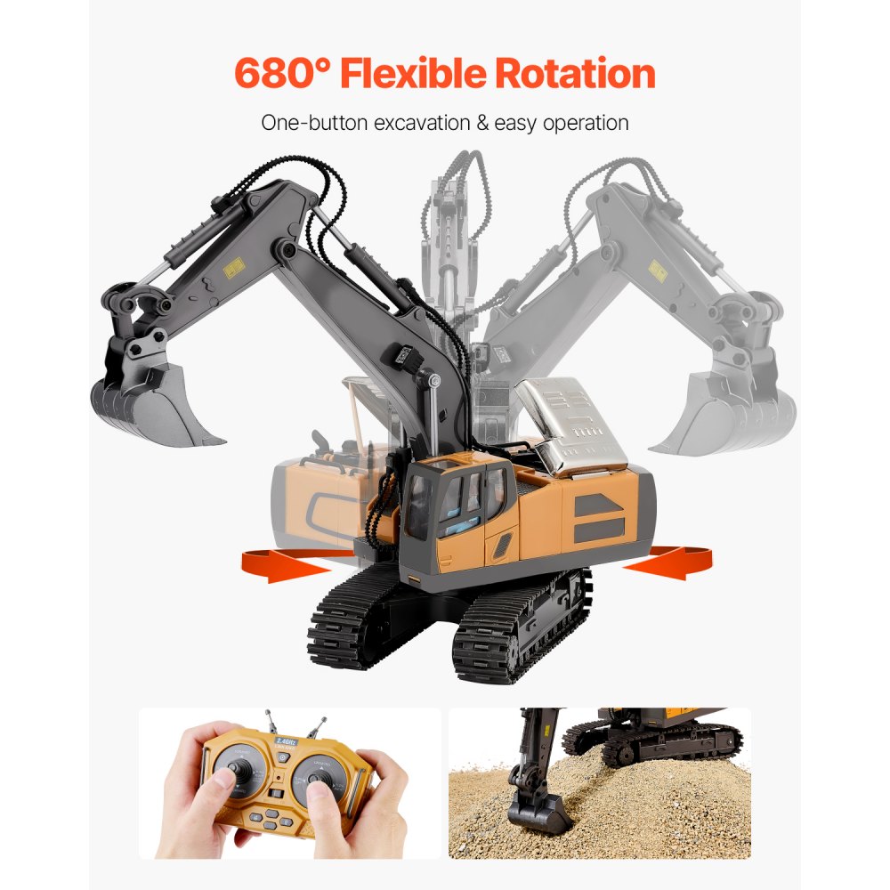 Remote Control Excavator Toy 11 Channel 1:20 Scale RC Excavator Digger ...