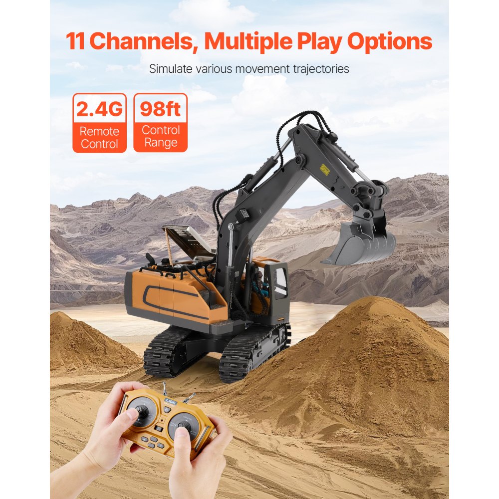 VEVOR Remote Control Digger Toy – 1:20 RC Excavator for Kids