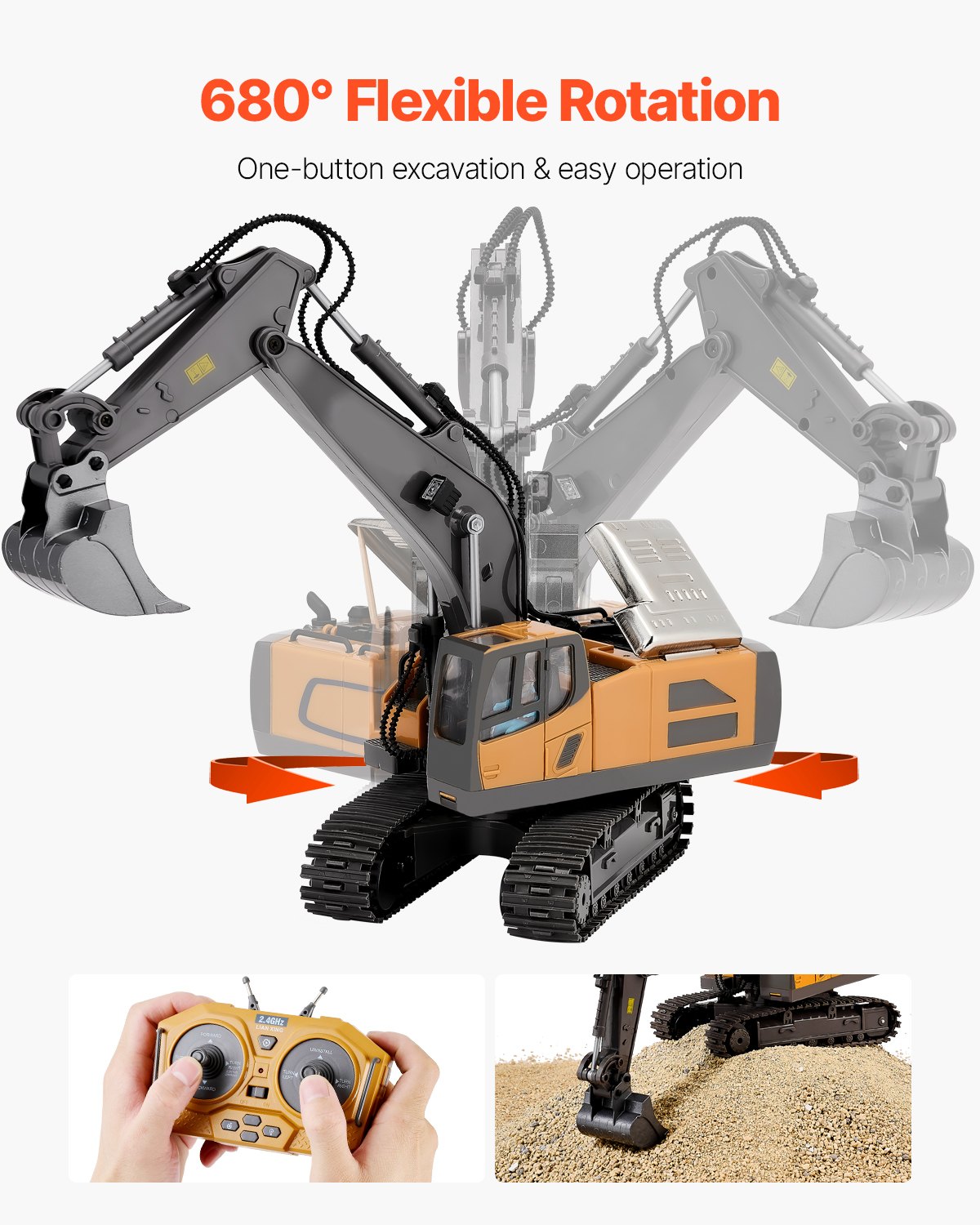 VEVOR Remote Control Digger Toy – 1:20 RC Excavator for Kids