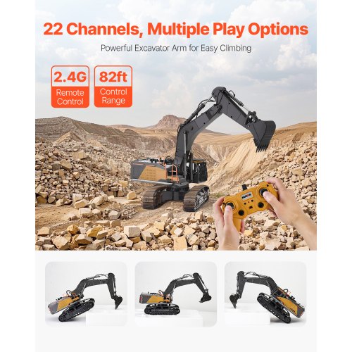 Remote Control Excavator Toy 22 Channel 1:14 Scale RC Excavator Digger ...