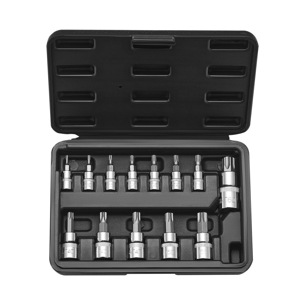 VEVOR Torx Bit Socket Set, 13-Piece Star T8 - T60 Set, S2 Alloy Steel ...