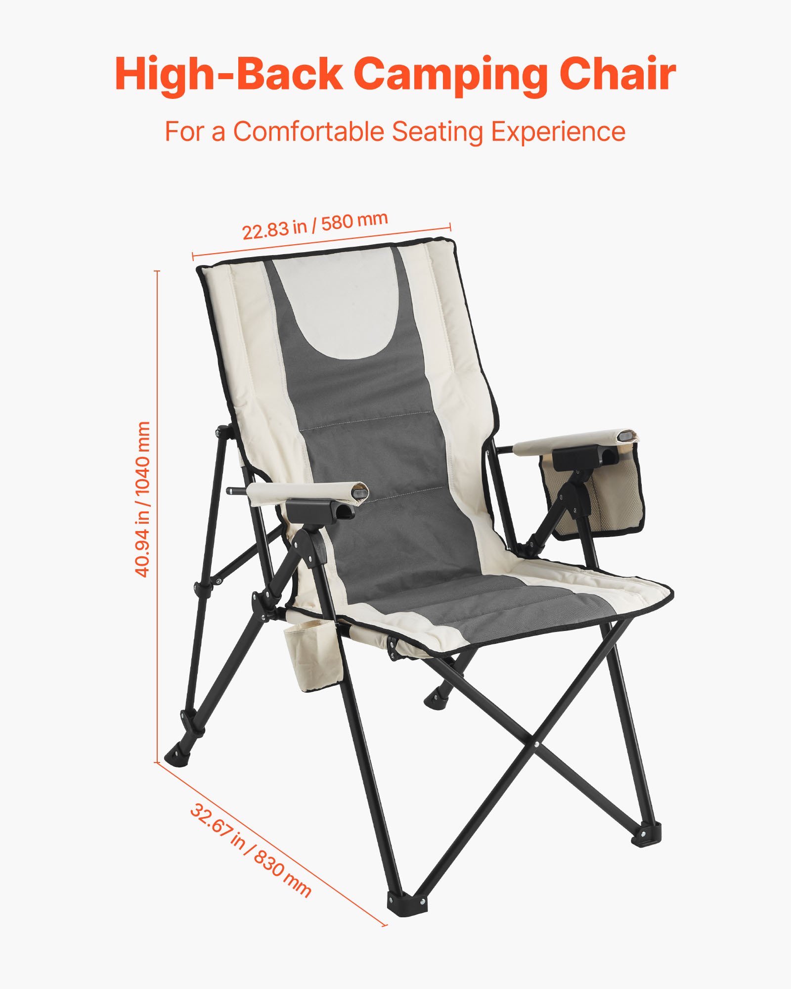 VEVOR Folding Chair High Back – 3 Positions, 260 LBS