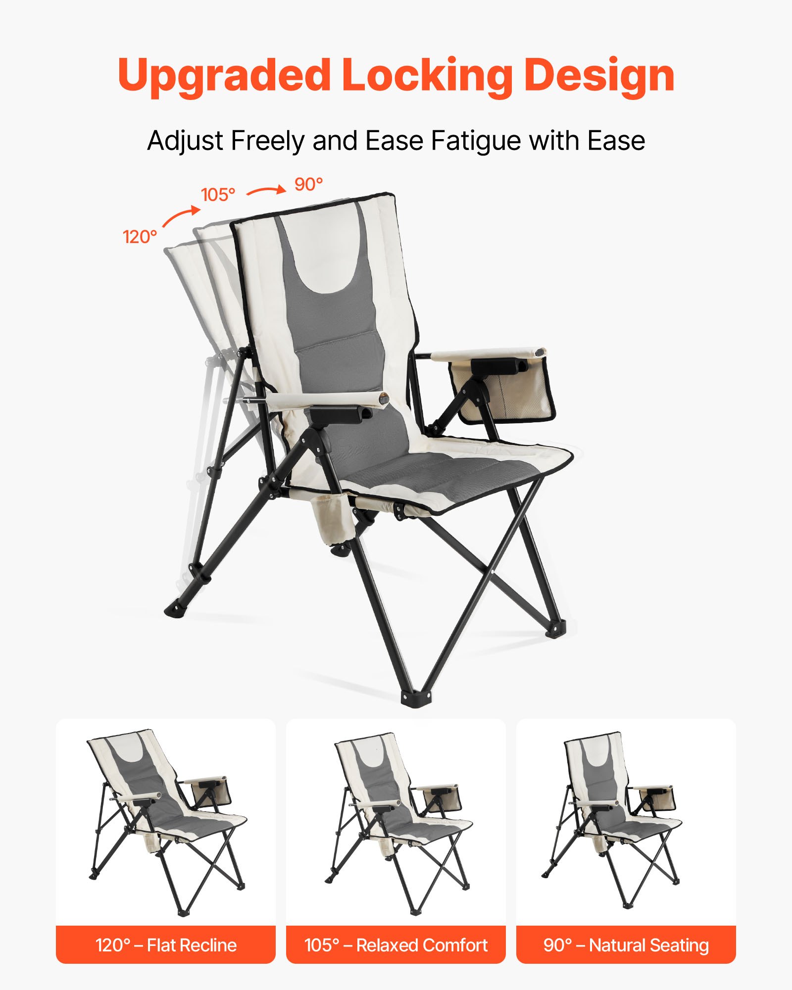 VEVOR Folding Chair High Back – 3 Positions, 260 LBS