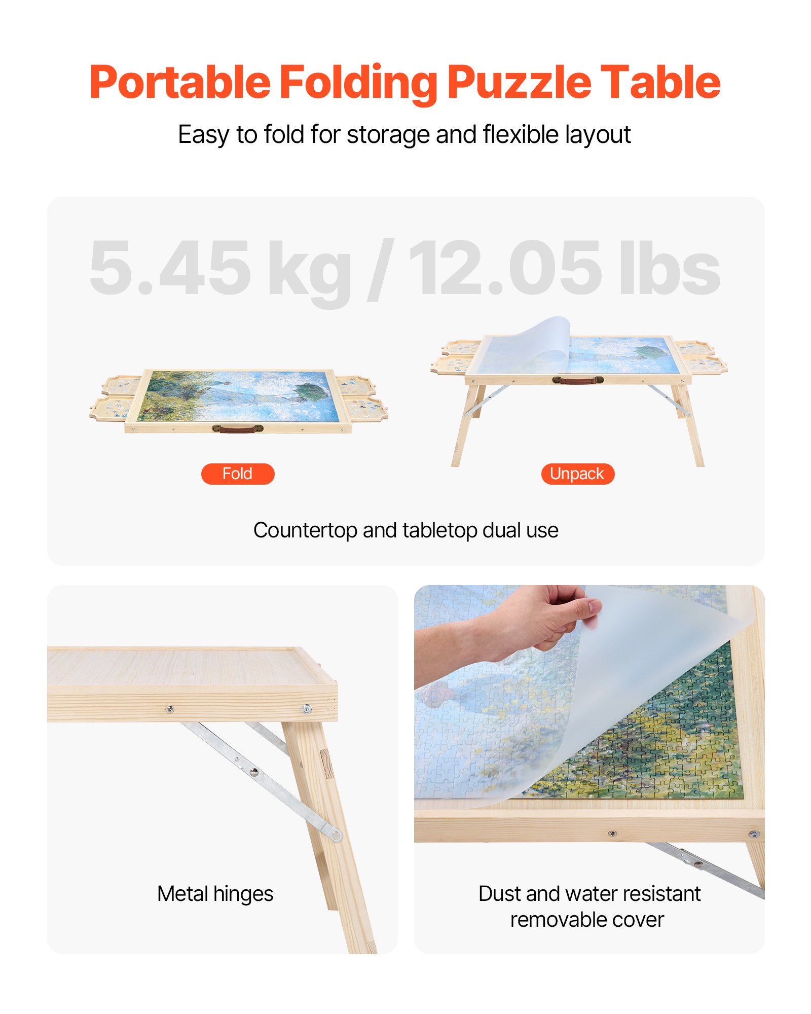 VEVOR Jigsaw Puzzle Board — 34x25 Inch Puzzle Size Area