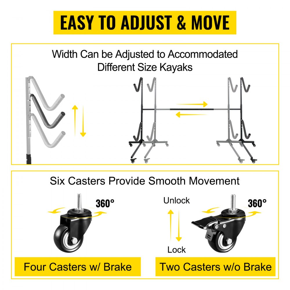 VEVOR Freestanding Kayak Storage Rack, 200 LBS Weight Capacity ...