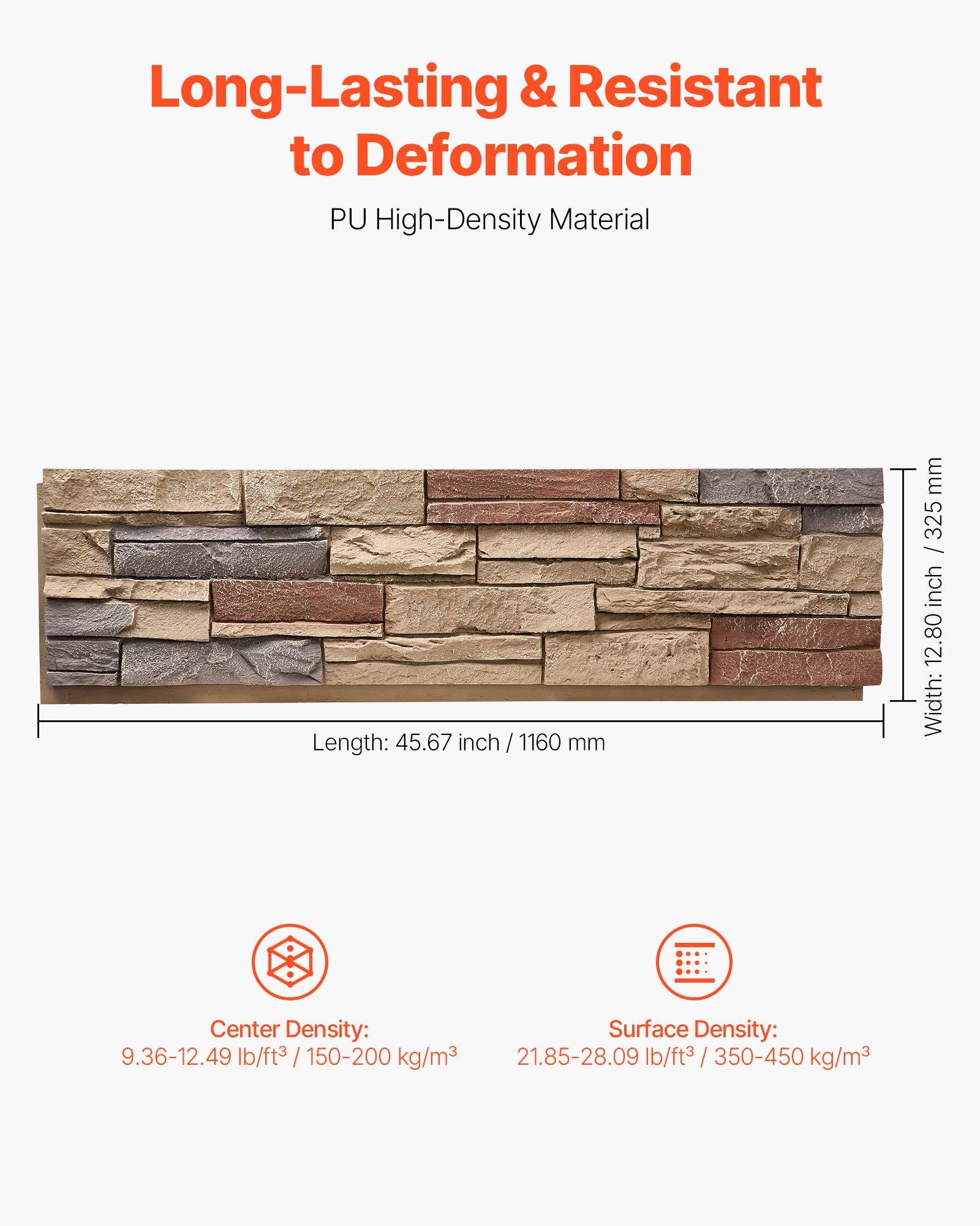 VEVOR Exterior Faux Rock Wall Panels – 45.6×12.8" PU Stone