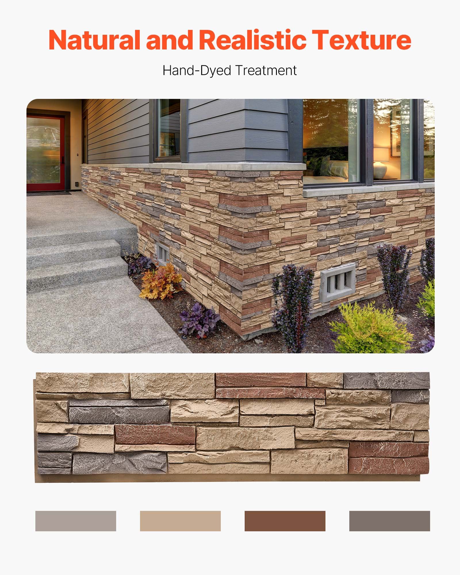 VEVOR Exterior Faux Rock Wall Panels – 45.6×12.8" PU Stone