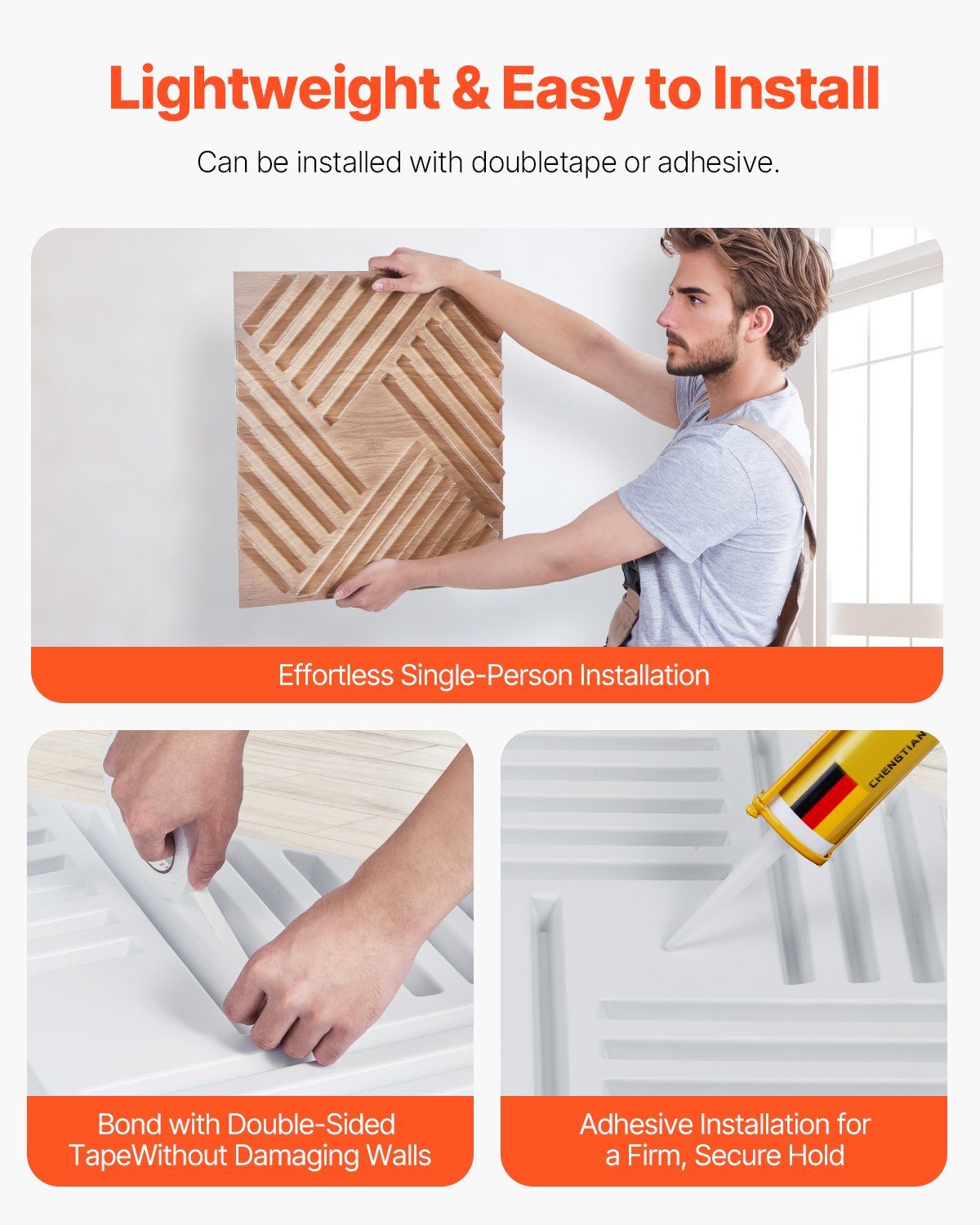 VEVOR 3D PVC Wall Panels – 12-Pack, 19.7x19.7 in, 32 sq.ft