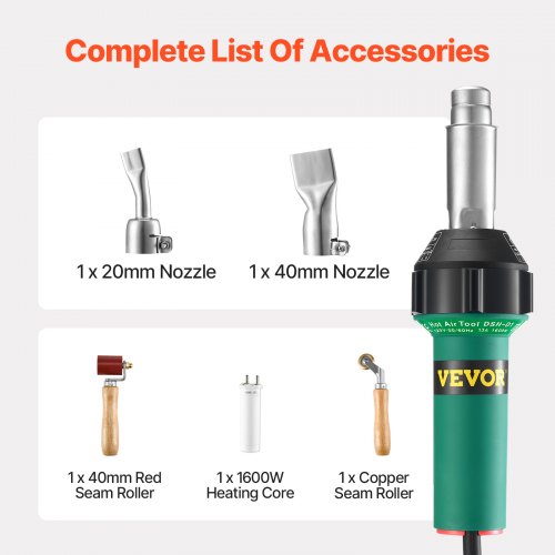 Hot Air Plastic Welder 1600W PVC TPO Vinyl Heat Gun Torch & 5 ...