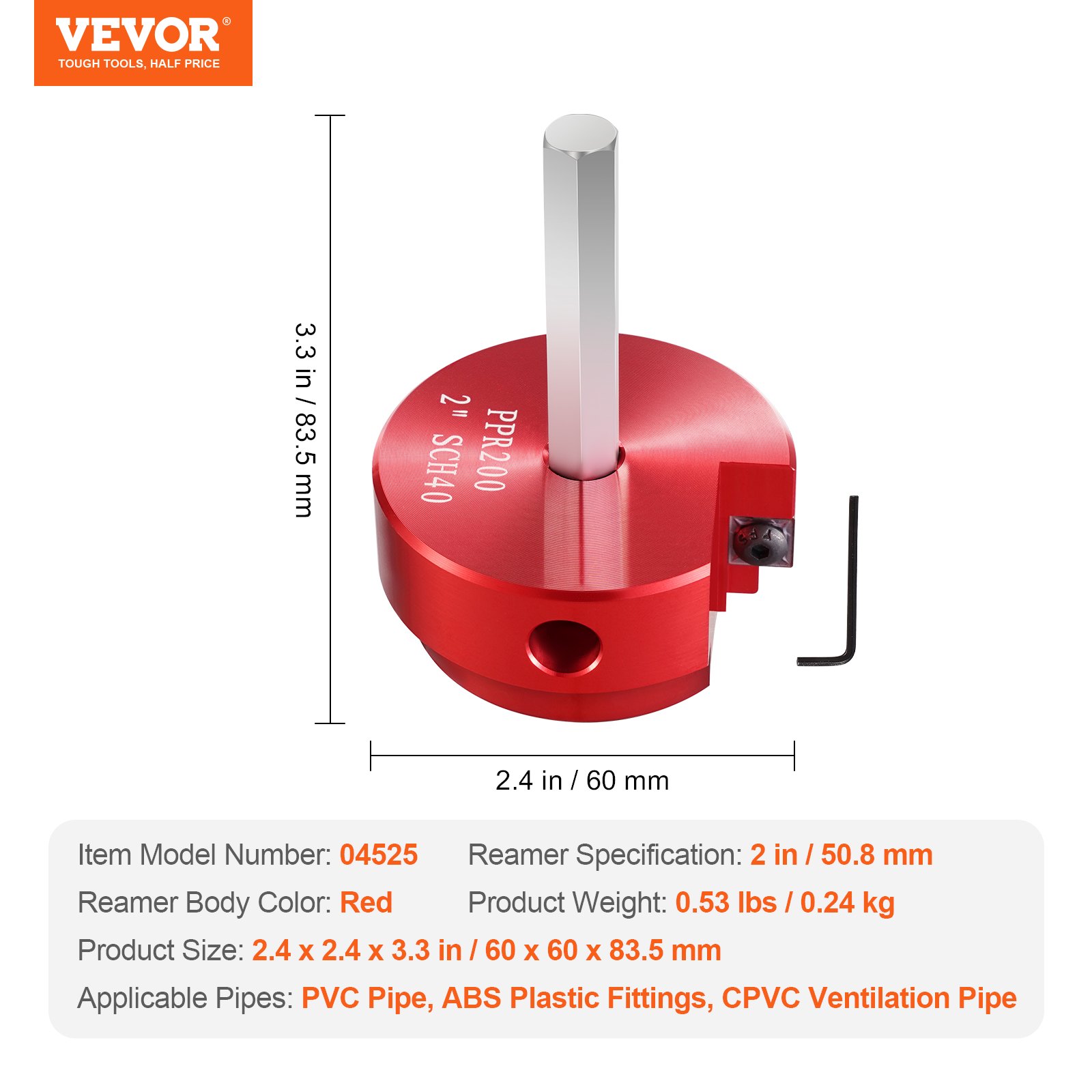 2 In PVC Pipe Reamer Tool Pipe Fitting Saver of Aluminum Alloy for SCH ...