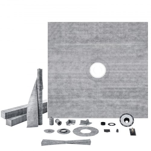 VEVOR Shower Curb Kit, 72"x72" Shower Pan Kit with 2" PVC Central ...