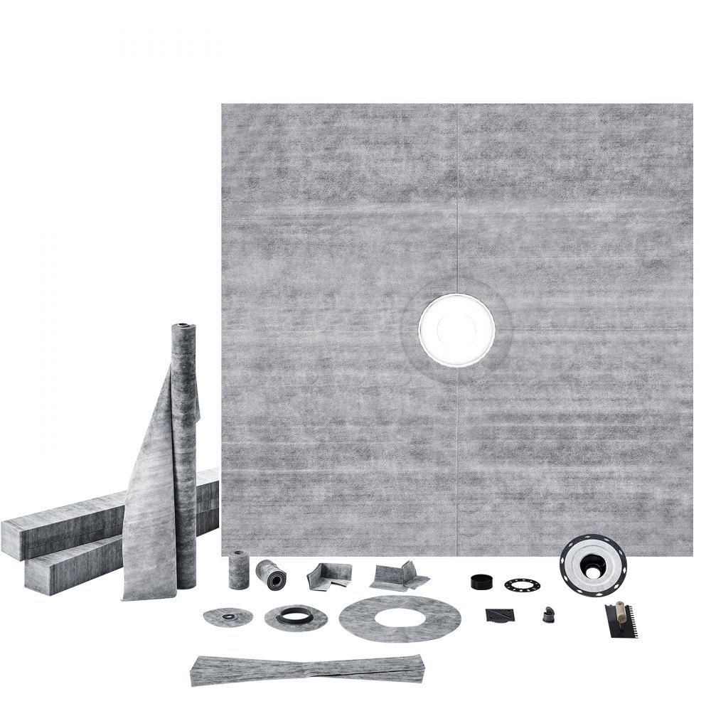 VEVOR Shower Curb Kit, 72"x72" Shower Pan Kit with 2" PVC Central ...