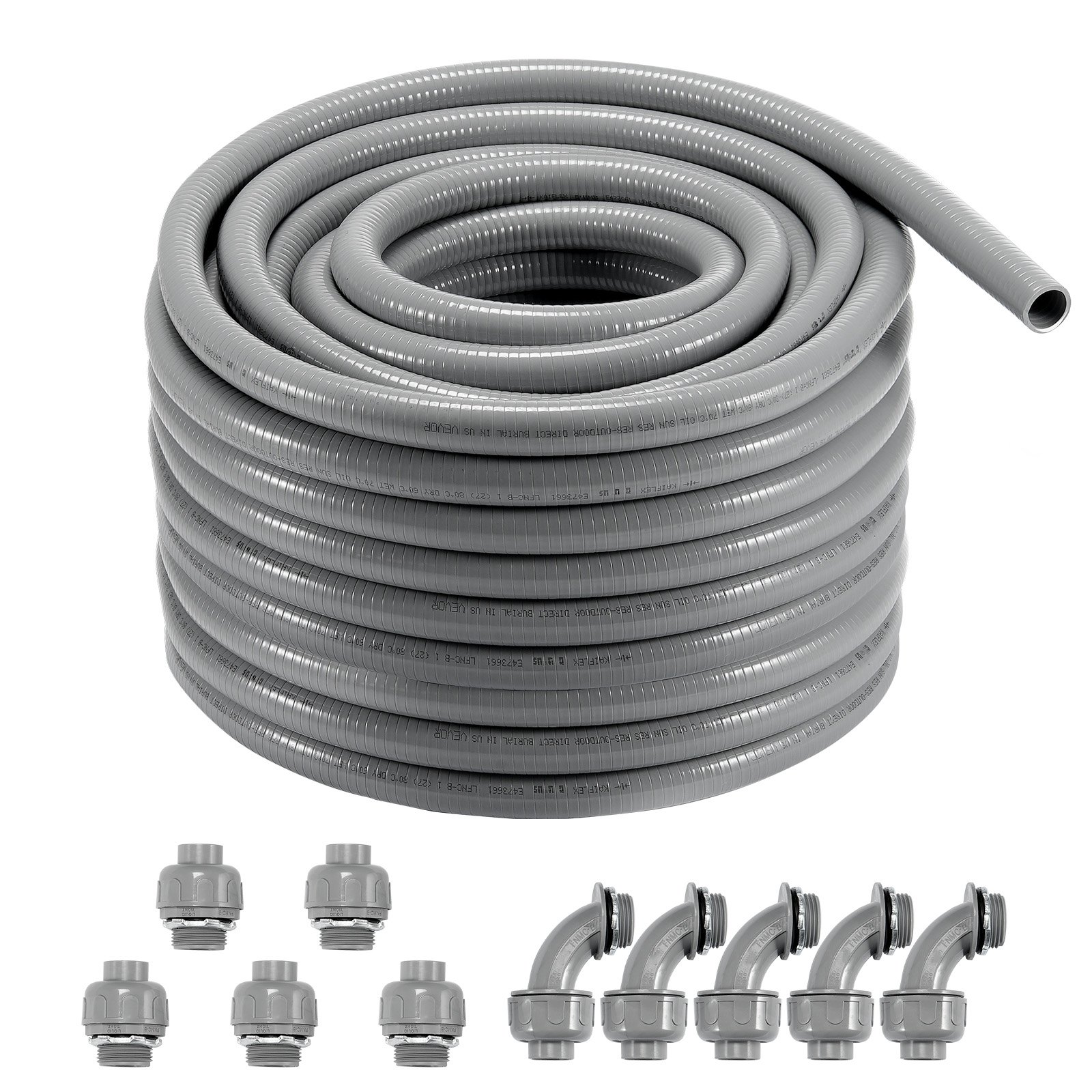 VEVOR 1-Inch Flexible Electrical Conduit, 100 ft, PVC Liquid-Tight ...