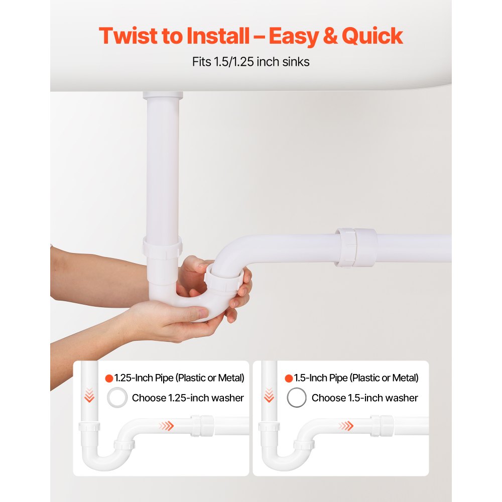Vevor P Trap 1 1 2 Inch P Trap Sink Drain Pipe Kit With Threaded