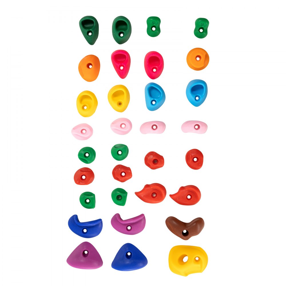 VEVOR 32 Rock Climbing Holds, Multi-Size and Multi-Colored Climbing ...
