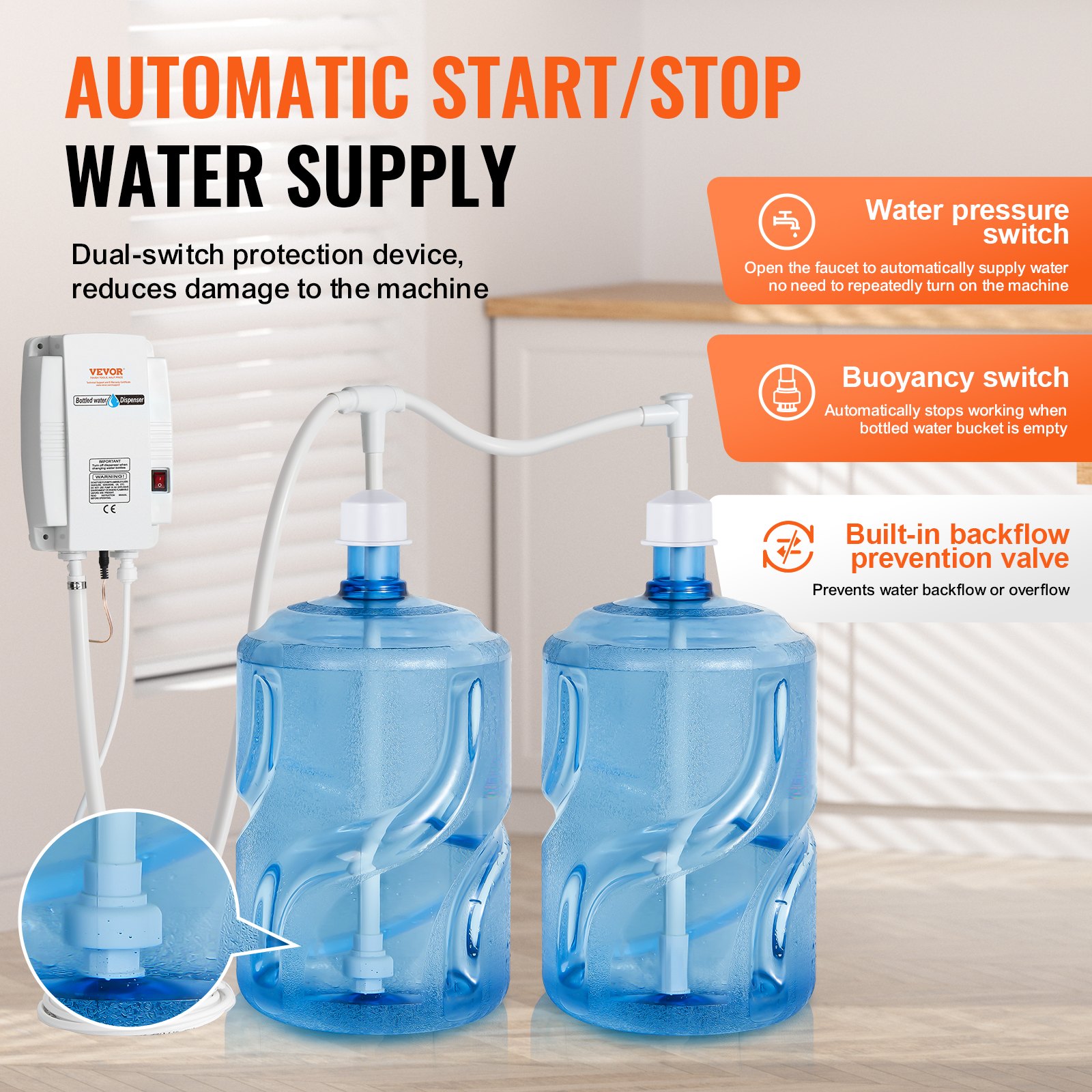 VEVOR 2x5 Gallon Bottled Water Dispenser Pump System Water Dispensing ...