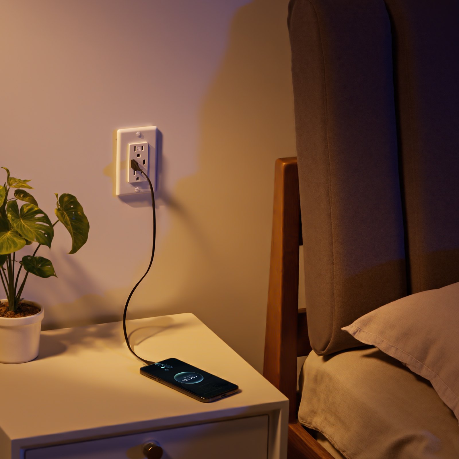 VEVOR USB Wall Outlet – 24W, Type C & A Ports, 2 AC, White