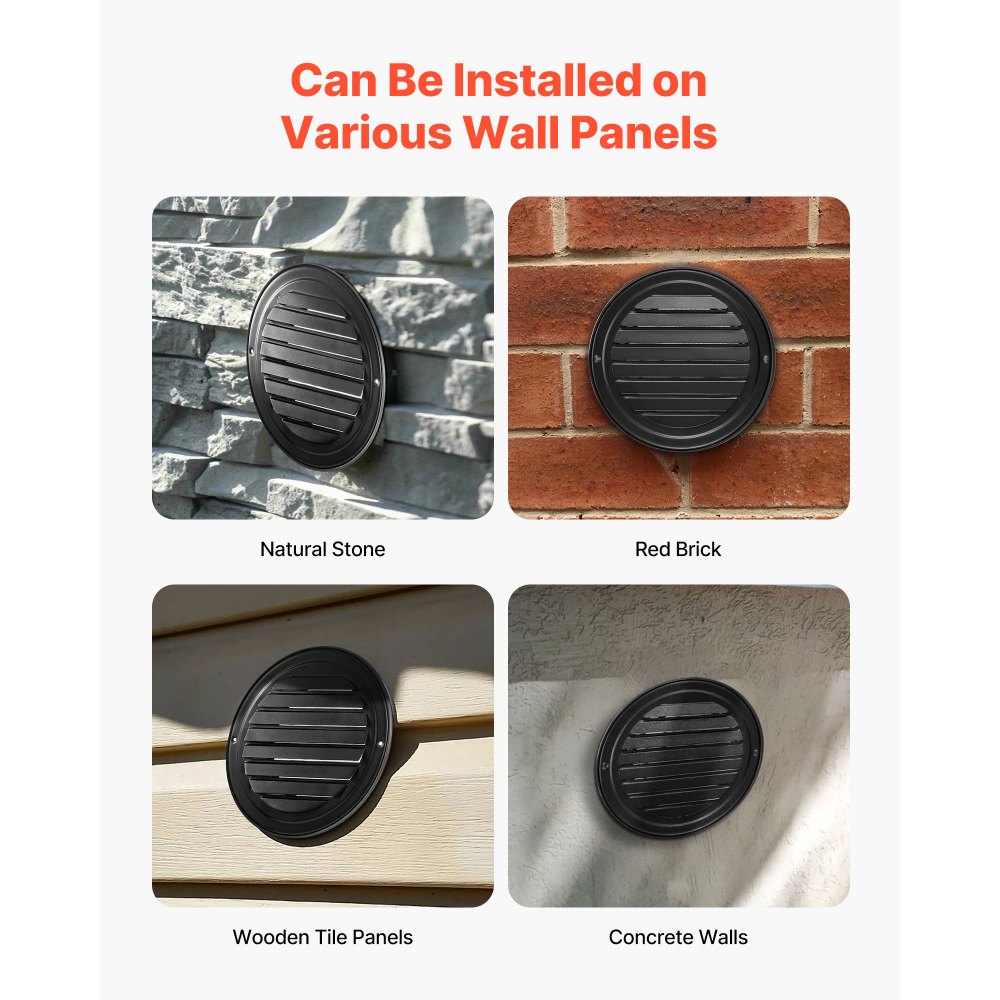 VEVOR 145 mm Wall Vent Cover, Louvered Round AC Vent Gable Cover ...