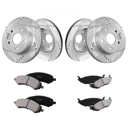 VEVOR Drilled Slotted Front and Rear Brake Rotors Pads Kit for Dodge ...