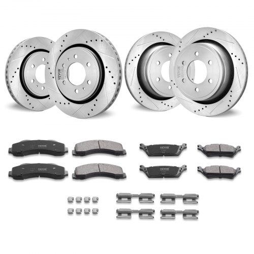 VEVOR Drilled Slotted Front&Rear Brake Rotors Pads Kit for 2012-2020 ...