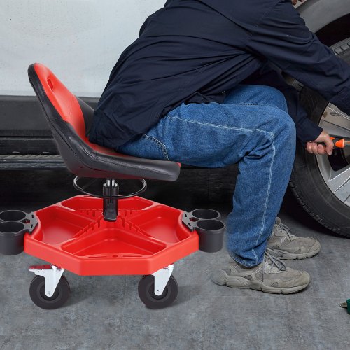 VEVOR Rolling Garage Stool 300LBS Adjustable Mechanic Work Shop Seat w ...