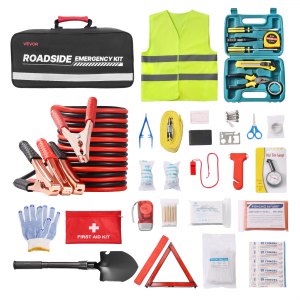 VEVOR Roadside Emergency Kit for Car – 31-Piece, 12 ft Cable