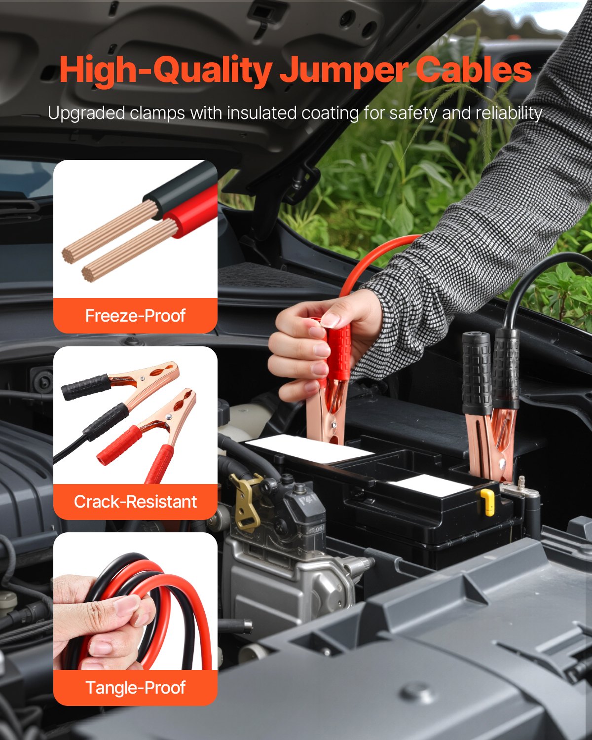 VEVOR Roadside Emergency Kit for Car – 31-Piece, 12 ft Cable