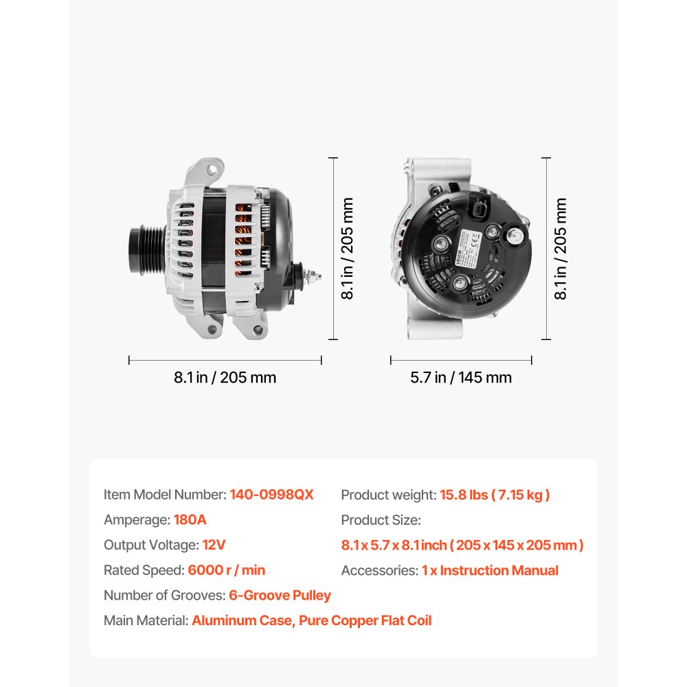 VEVOR Dodge Challenger Alternator – Reliable Power Output